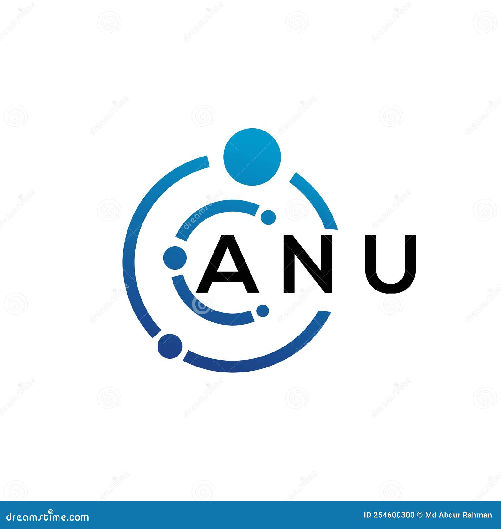 ANU Letter Logo Design On Black Background. ANU Creative Initials ...