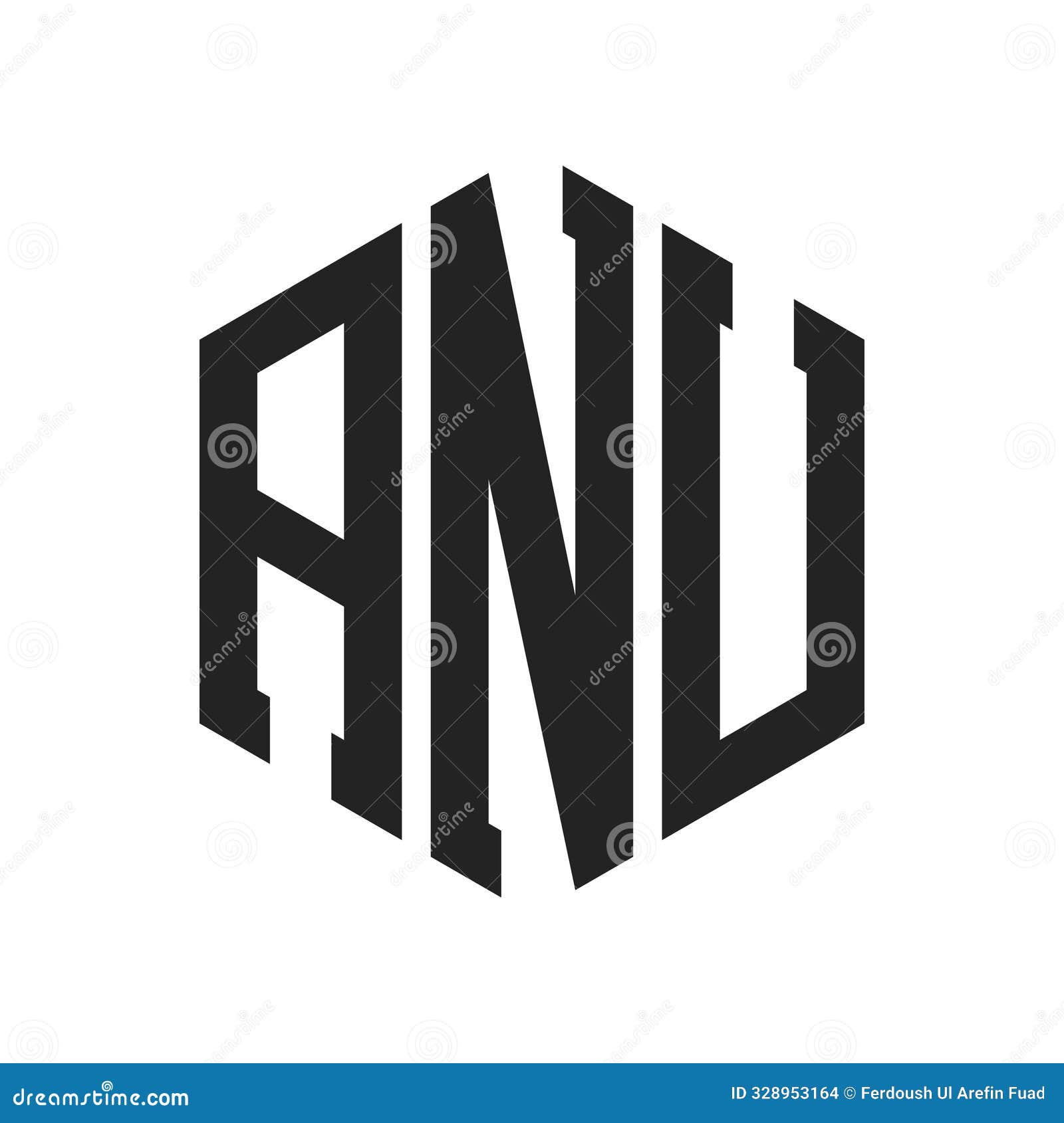 ANU Logo Design. Initial Letter ANU Monogram Logo Using Hexagon Shape ...