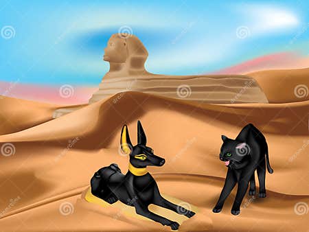 Anubi and Cat stock vector. Illustration of composition - 24375264