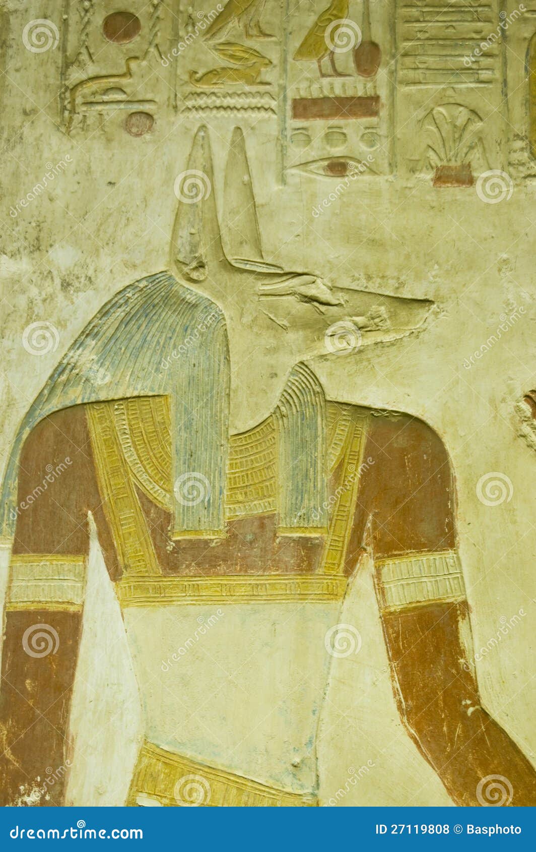 Anubis Carving, Abydos Temple Stock Photo - Image of anubis, vertical ...
