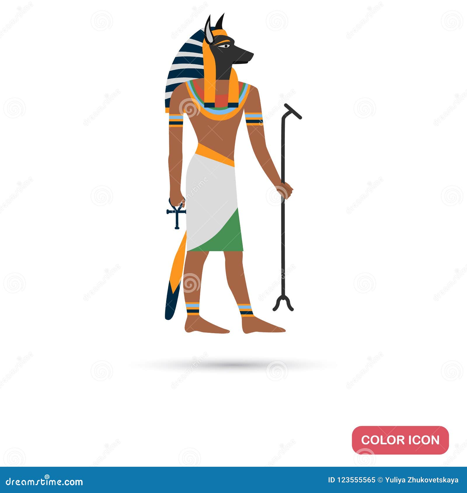 Anubis Flat Outline Icon Of Egypt, Concept Silhouette Vector ...
