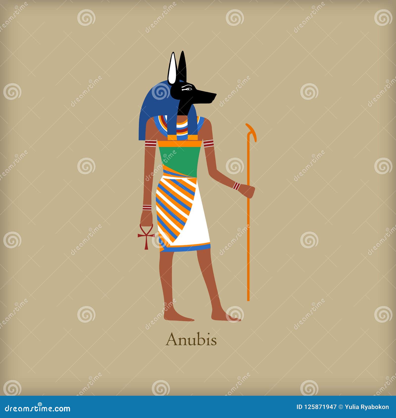 Anubis, Gott Der Toten Ikone, Flache Art Stock Abbildung - Illustration ...