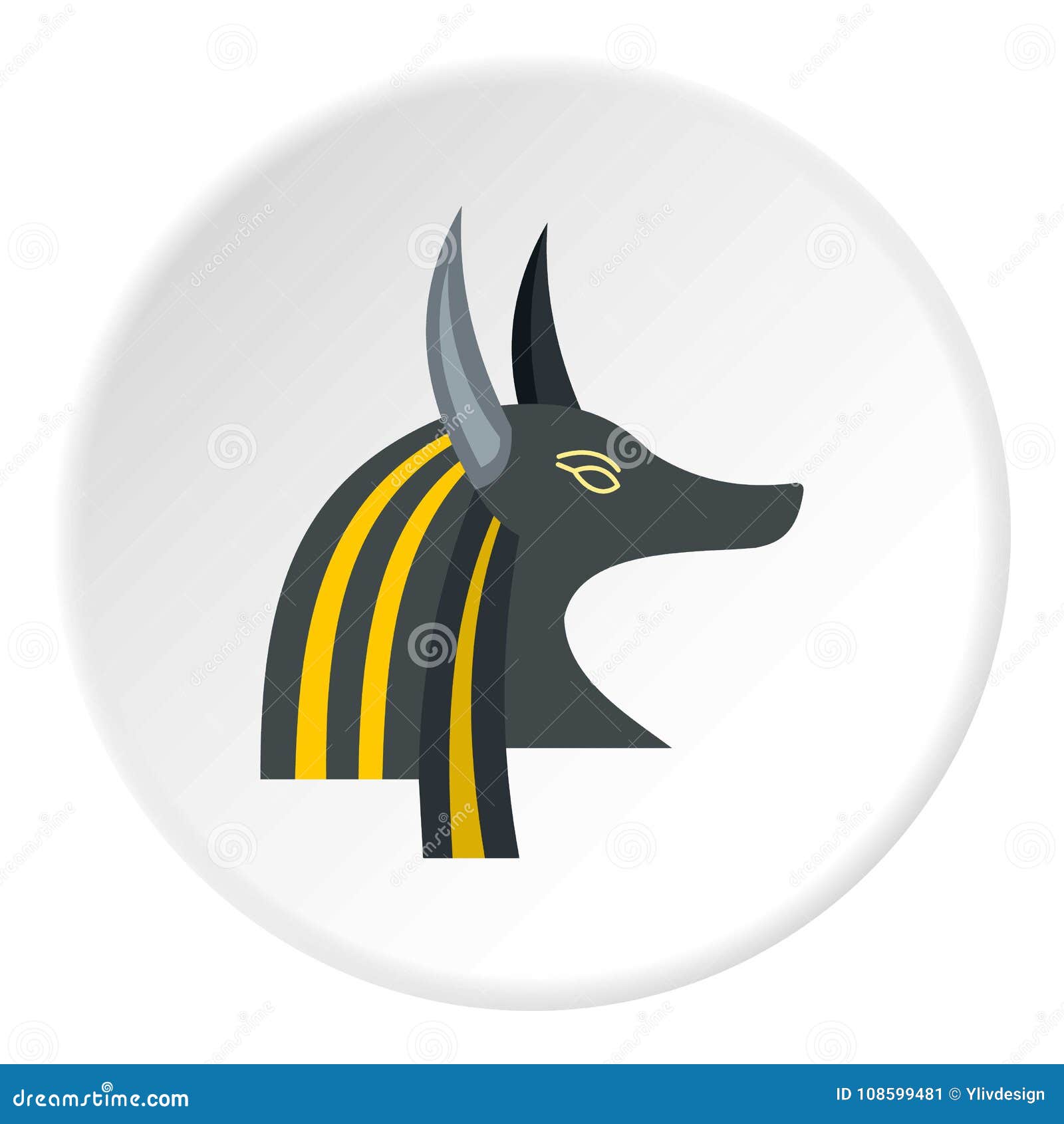 Anubis head icon circle stock vector. Illustration of anubis - 108599481
