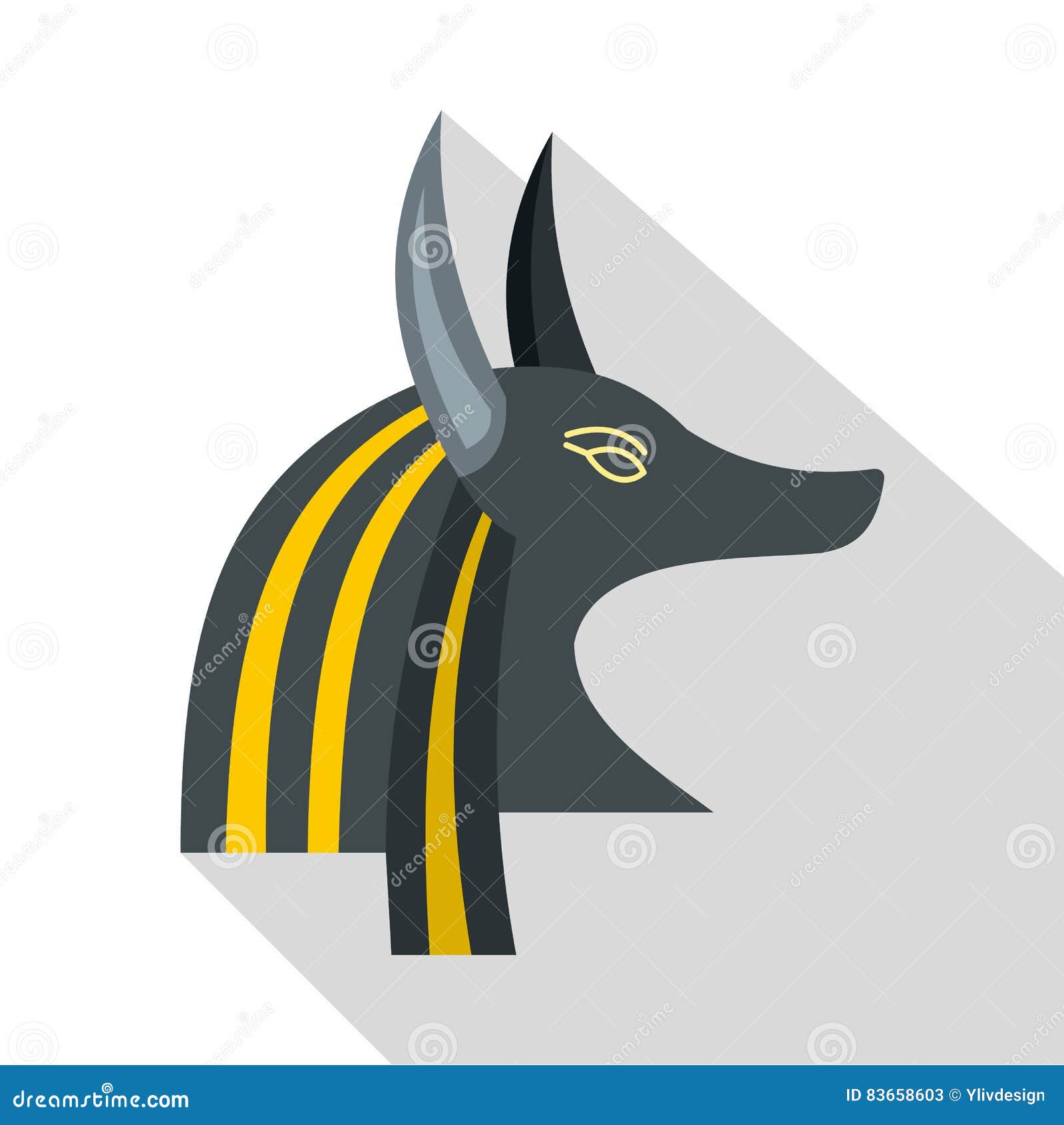 Anubis Head Icon, Flat Style Stock Vector - Illustration of culture ...