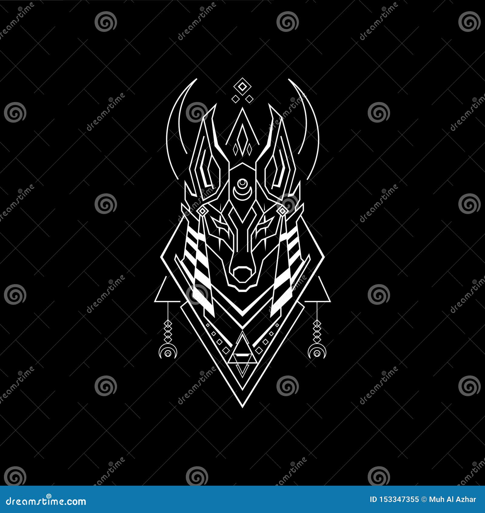 Anubis Moon Line stock vector. Illustration of sign - 153347355