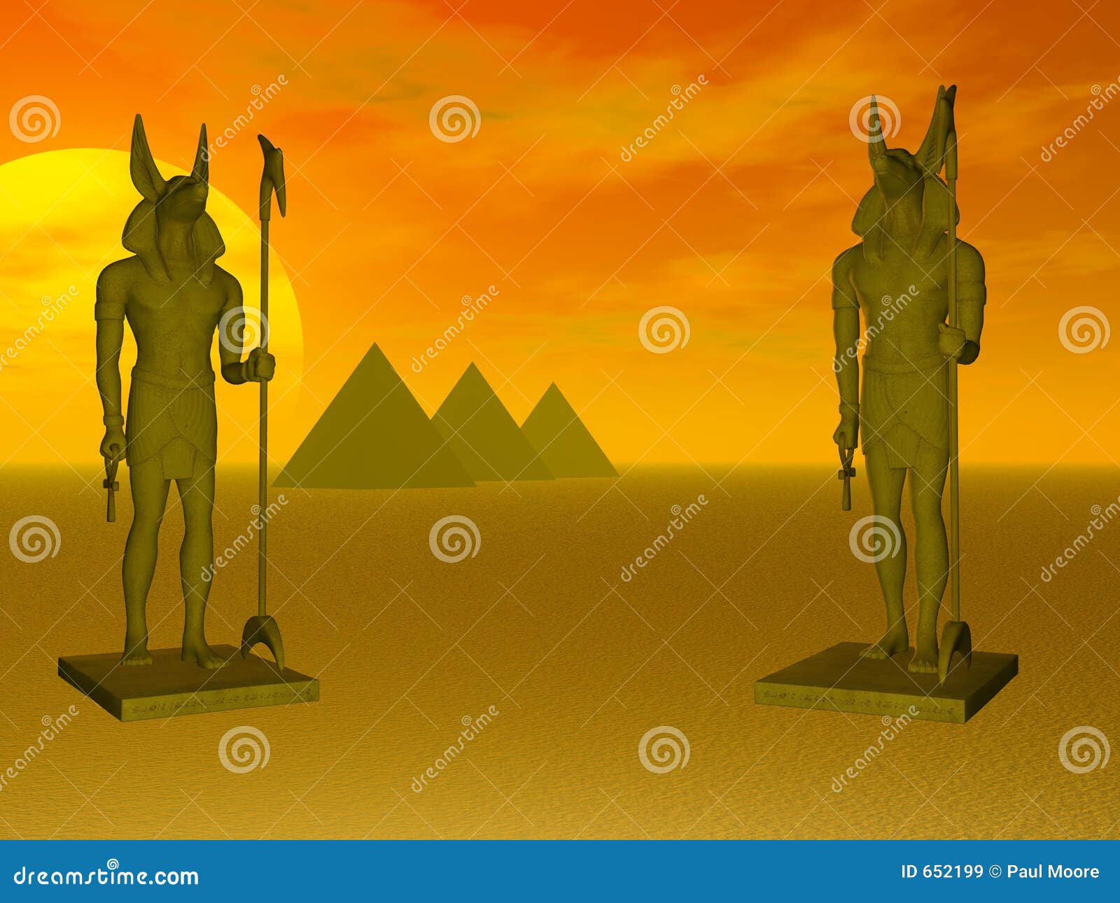 Anubis of the Pyramids stock illustration. Illustration of pharaoh - 652199