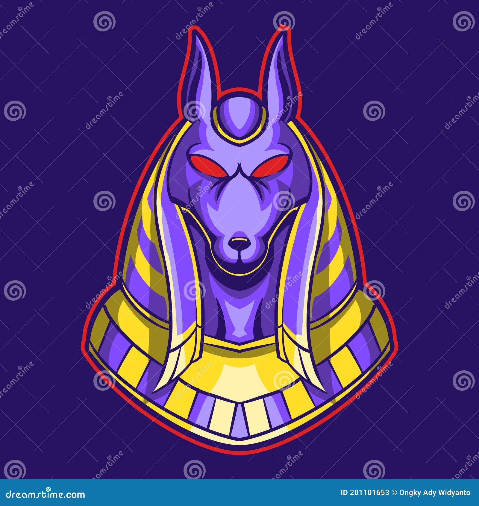 Anubis with Red Eyes Vector Illustration Stock Vector - Illustration of ...