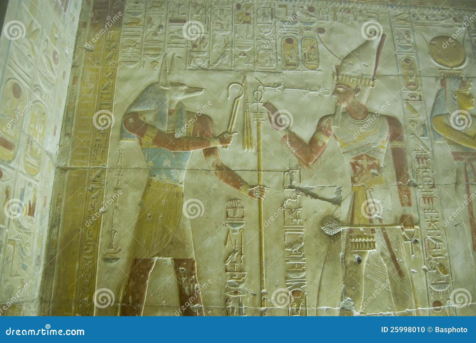 Anubis and Seti Wall Carving Stock Photo - Image of carving ...