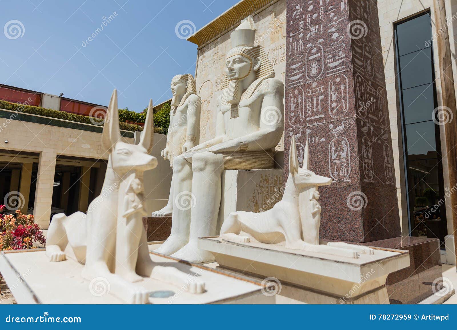 Anubis Statue that Made with Sandstone with Pharaoh at Dubai Stock ...