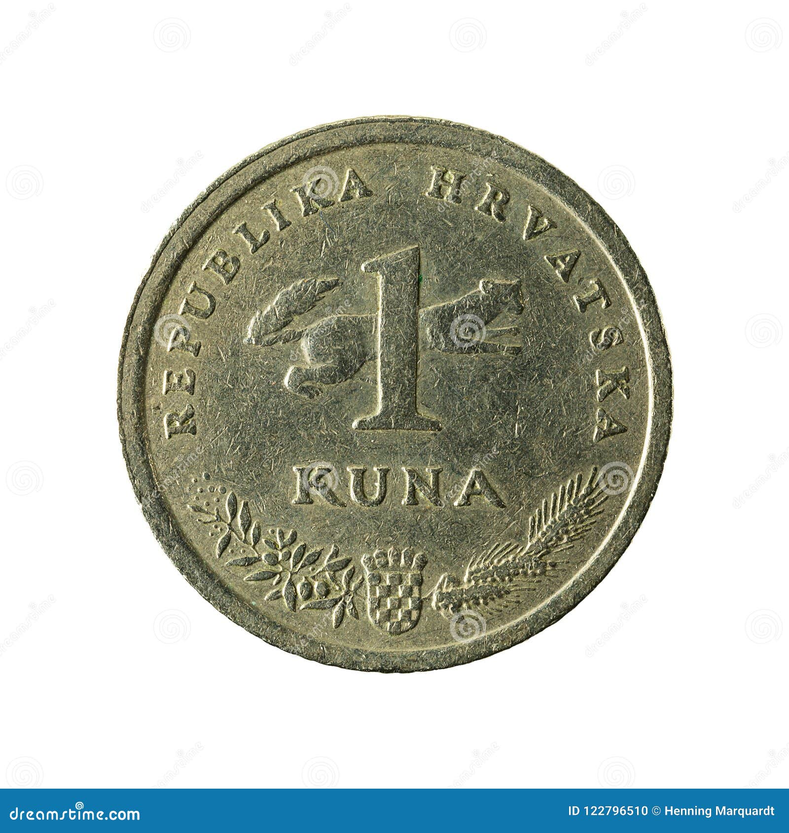 1 Anverso Croata De La Moneda 1997 Del Kuna Foto de archivo - Imagen de ...
