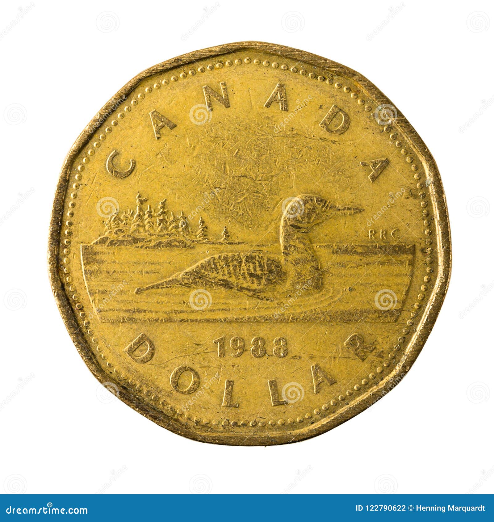 25 Anverso De La Moneda 1988 Del Dólar Canadiense Aislado Fotografía ...