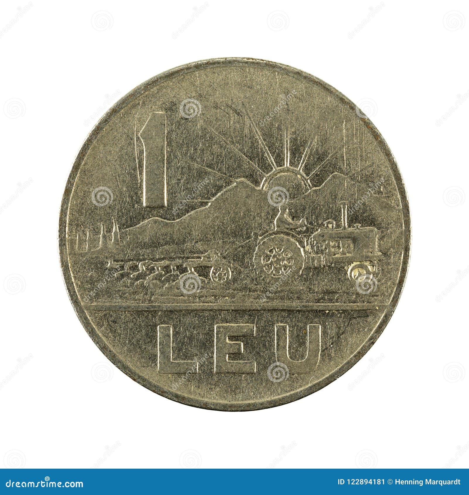 1 Anverso Romeno Da Moeda 1963 Do Leu Isolado No Fundo Branco Imagem de ...