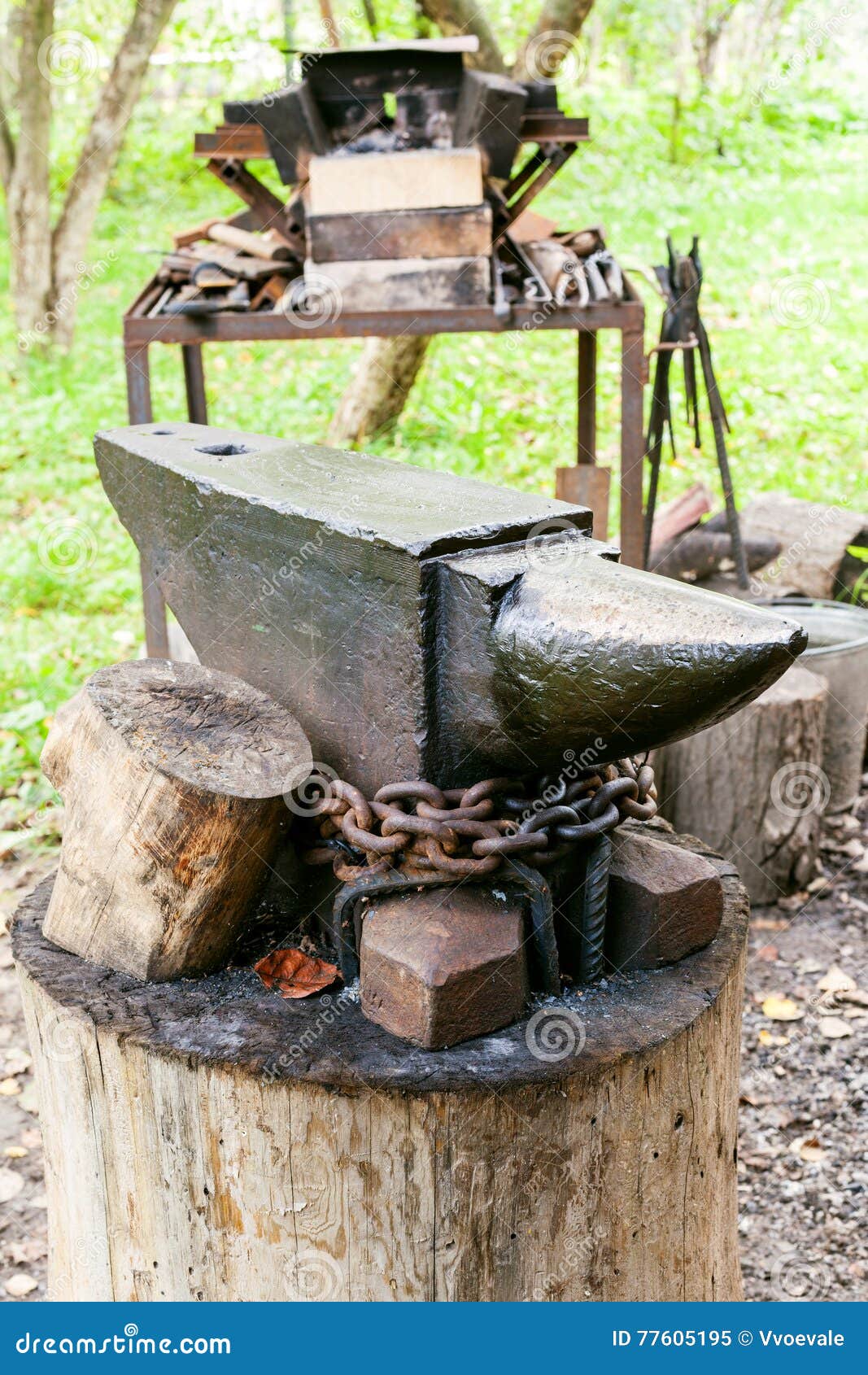 Anvil of Country Outdoor Blacksmith Stock Image - Image of metallic ...
