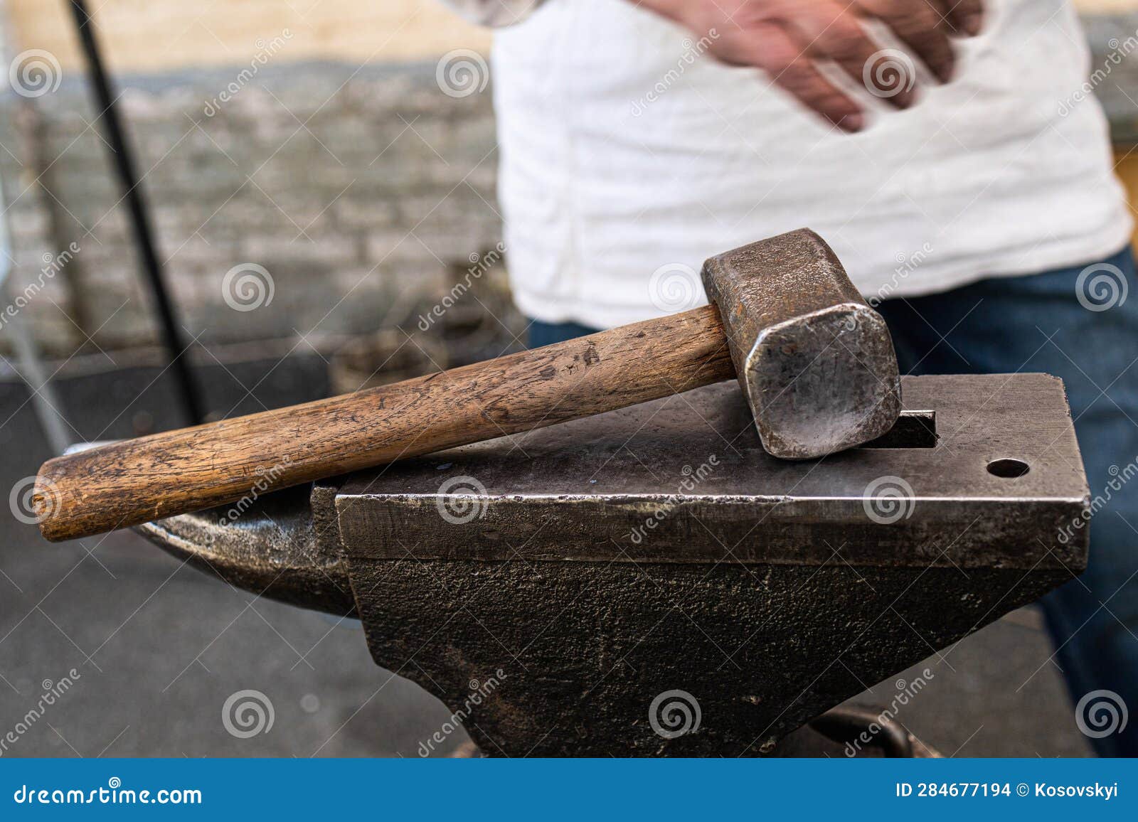 Anvil in the forge. stock photo. Image of protective - 284677194