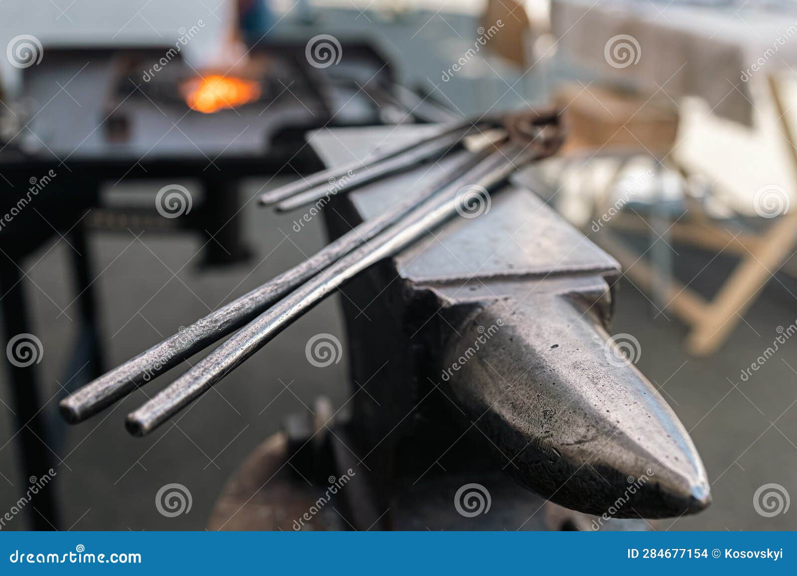 Anvil in the forge. stock photo. Image of iron, finance - 284677154