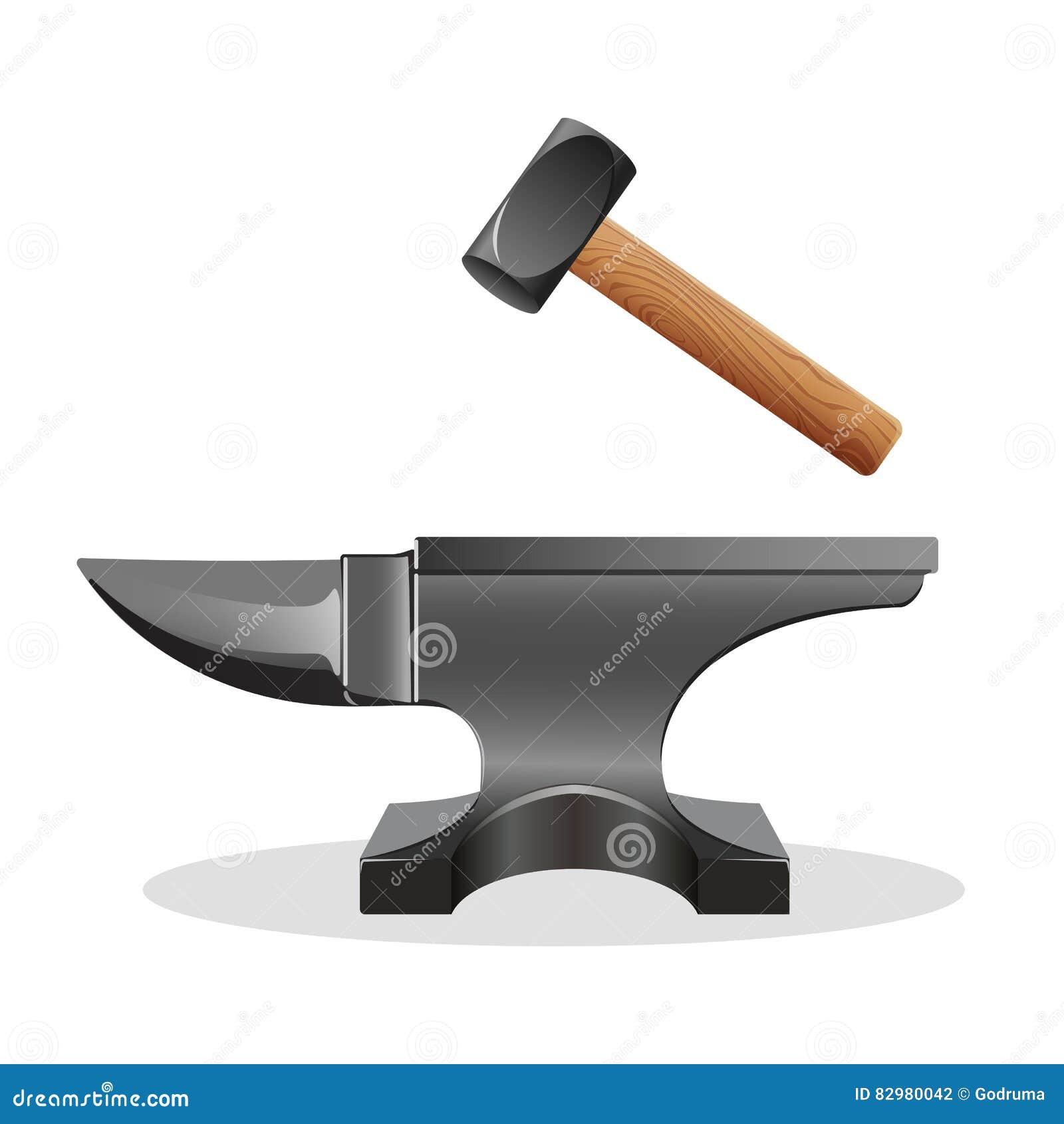Anvil Icon With Hammer On White. Block Hard Surface Vector Illustration ...