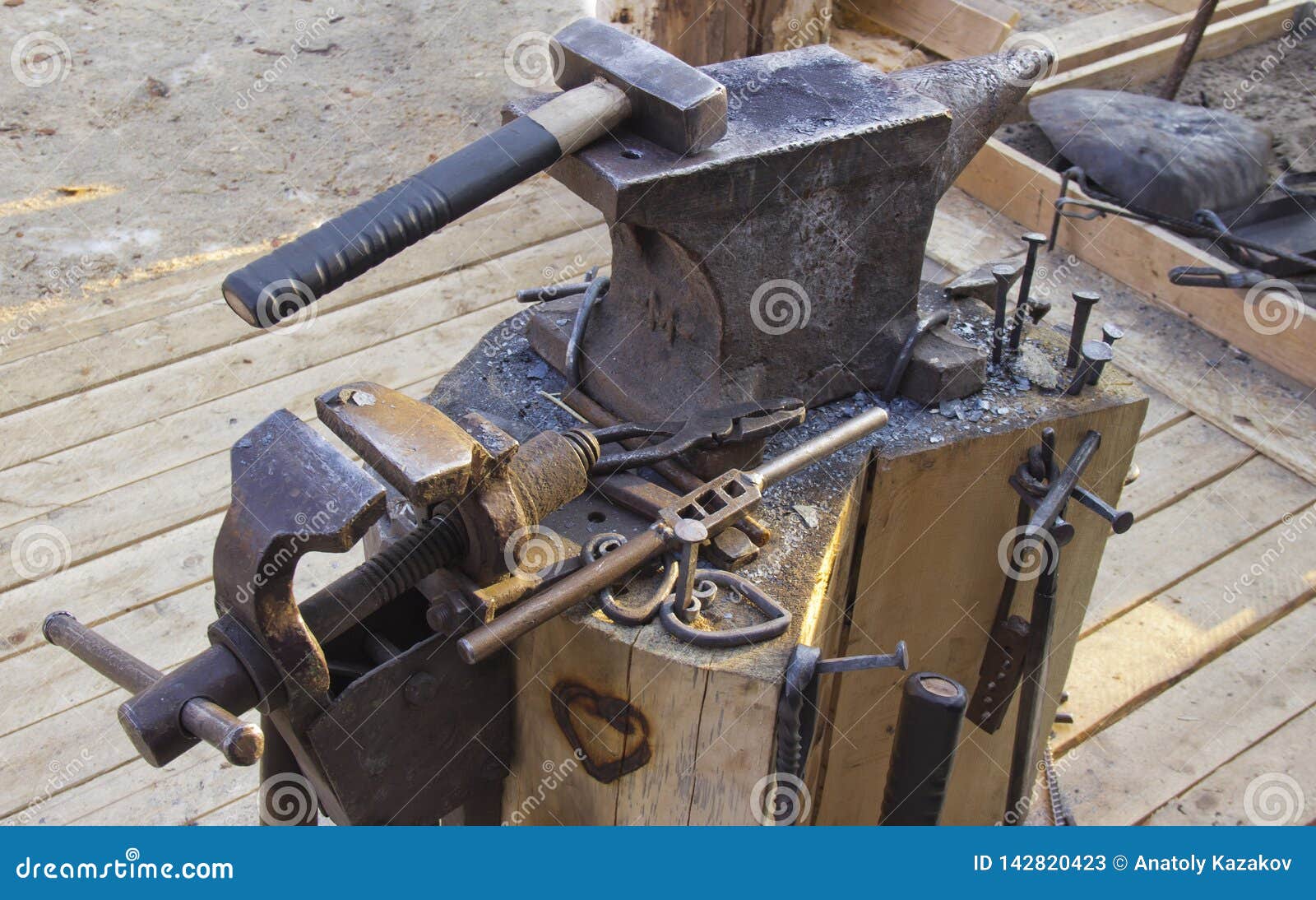 Anvil and tools stock image. Image of handwork, iron - 142820423