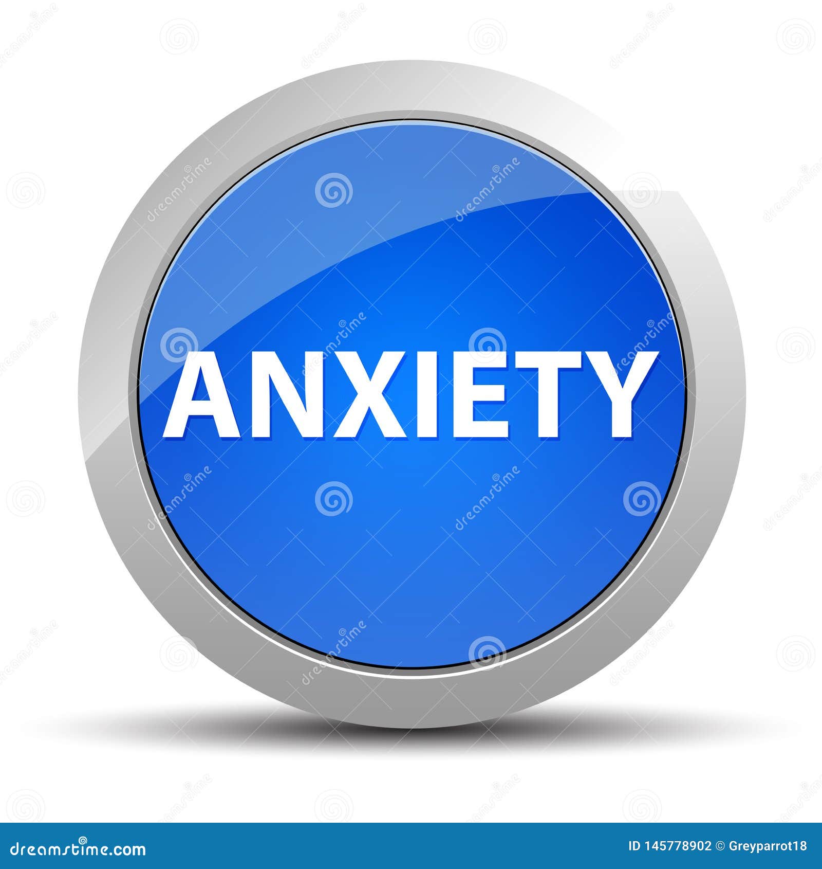 Anxiety blue round button stock illustration. Illustration of ...