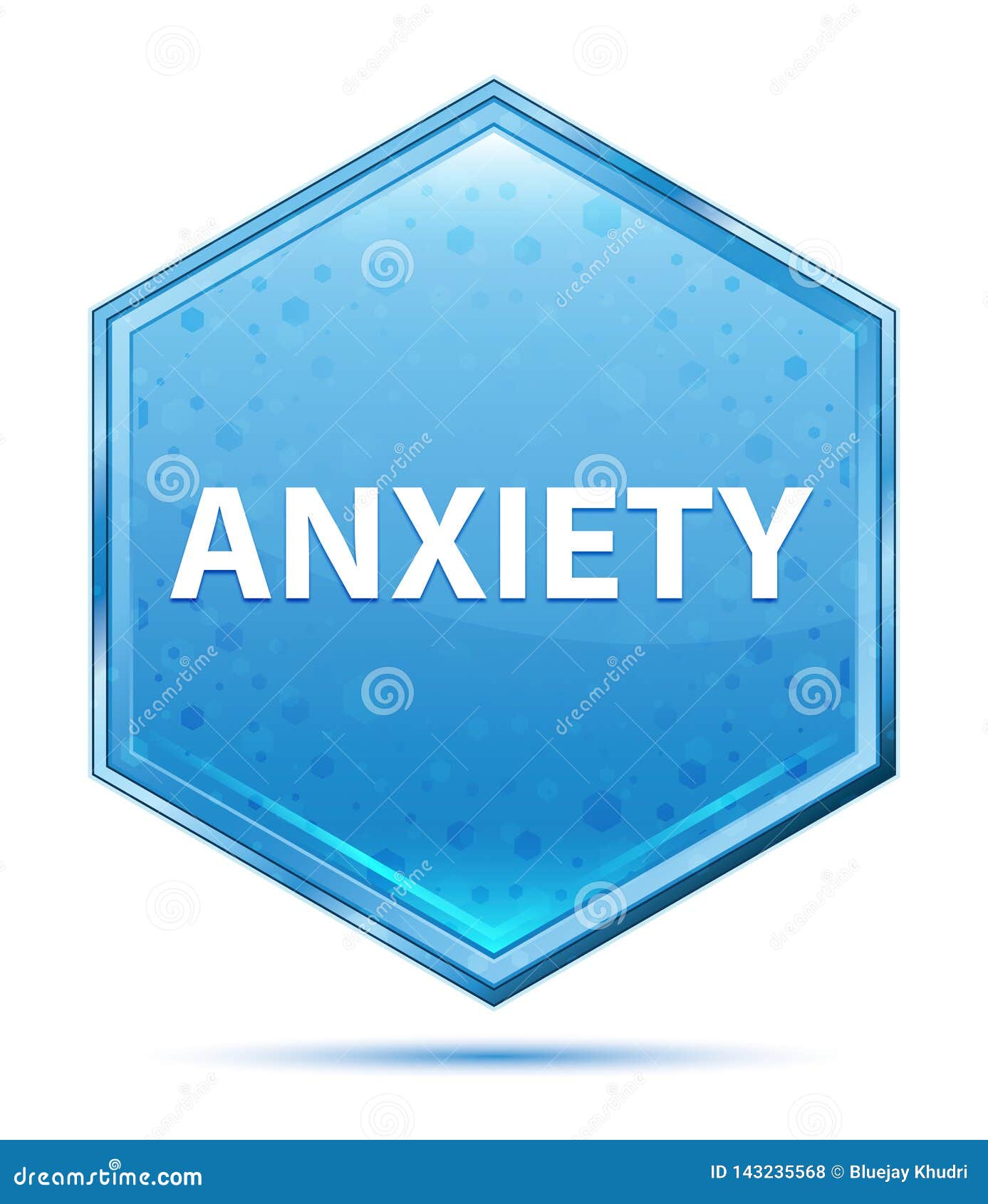 Anxiety Crystal Blue Hexagon Button Stock Illustration - Illustration ...