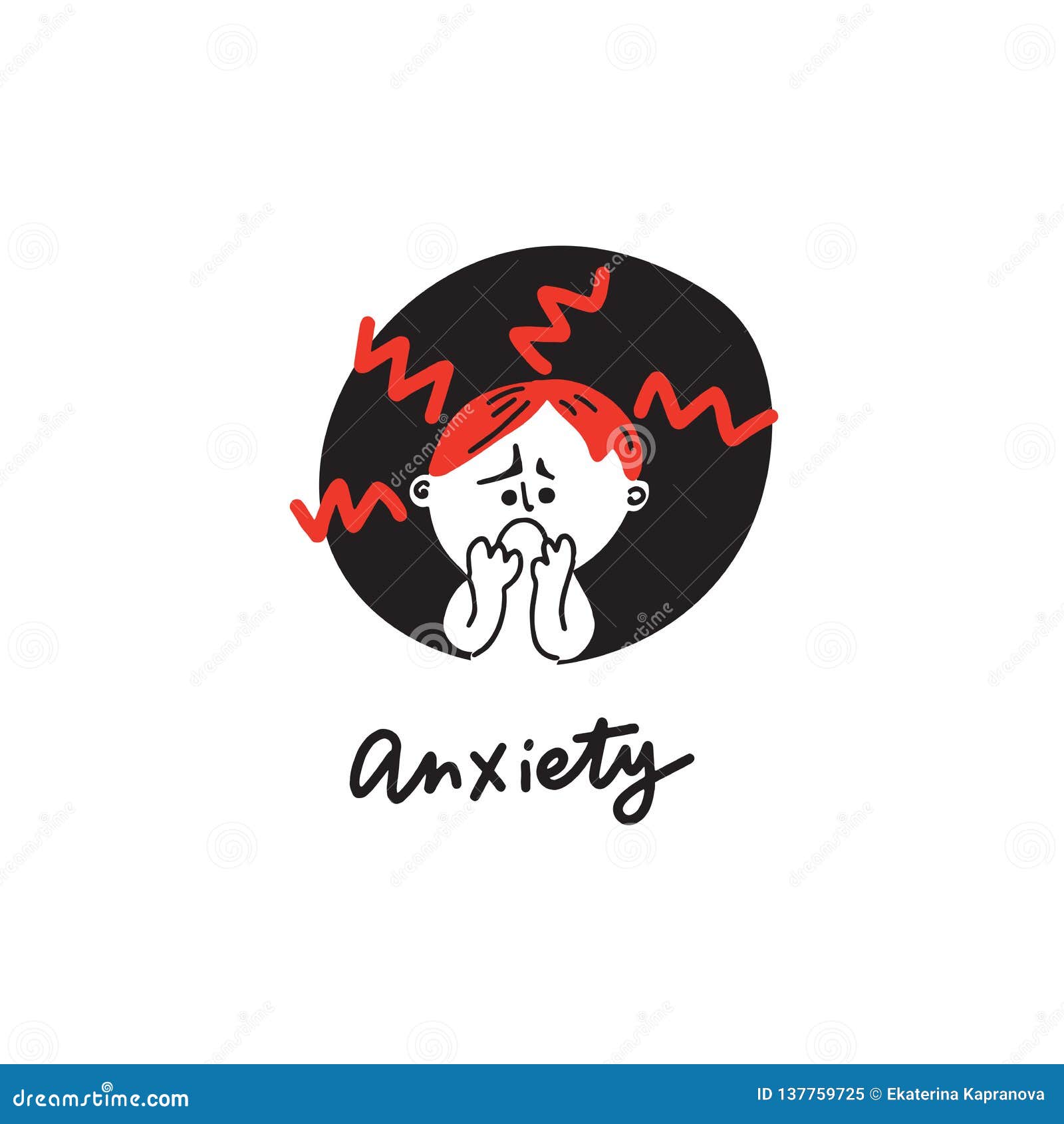 Anxiety. Hand Drawn Illustration of Anxious Man. Vector. Stock Vector ...
