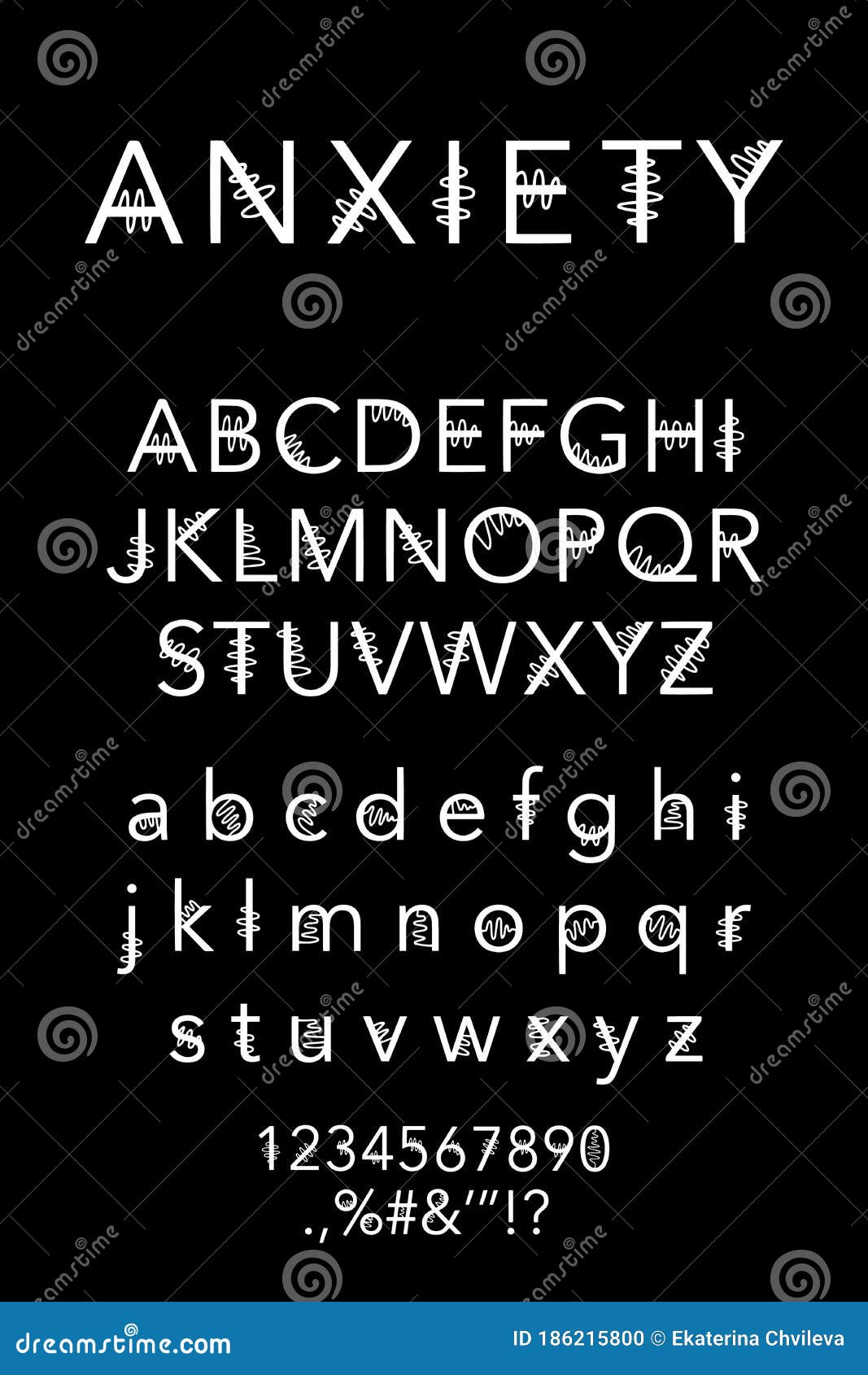 Anxiety Hand Drawn Vector Type Font with Waves Stock Vector ...