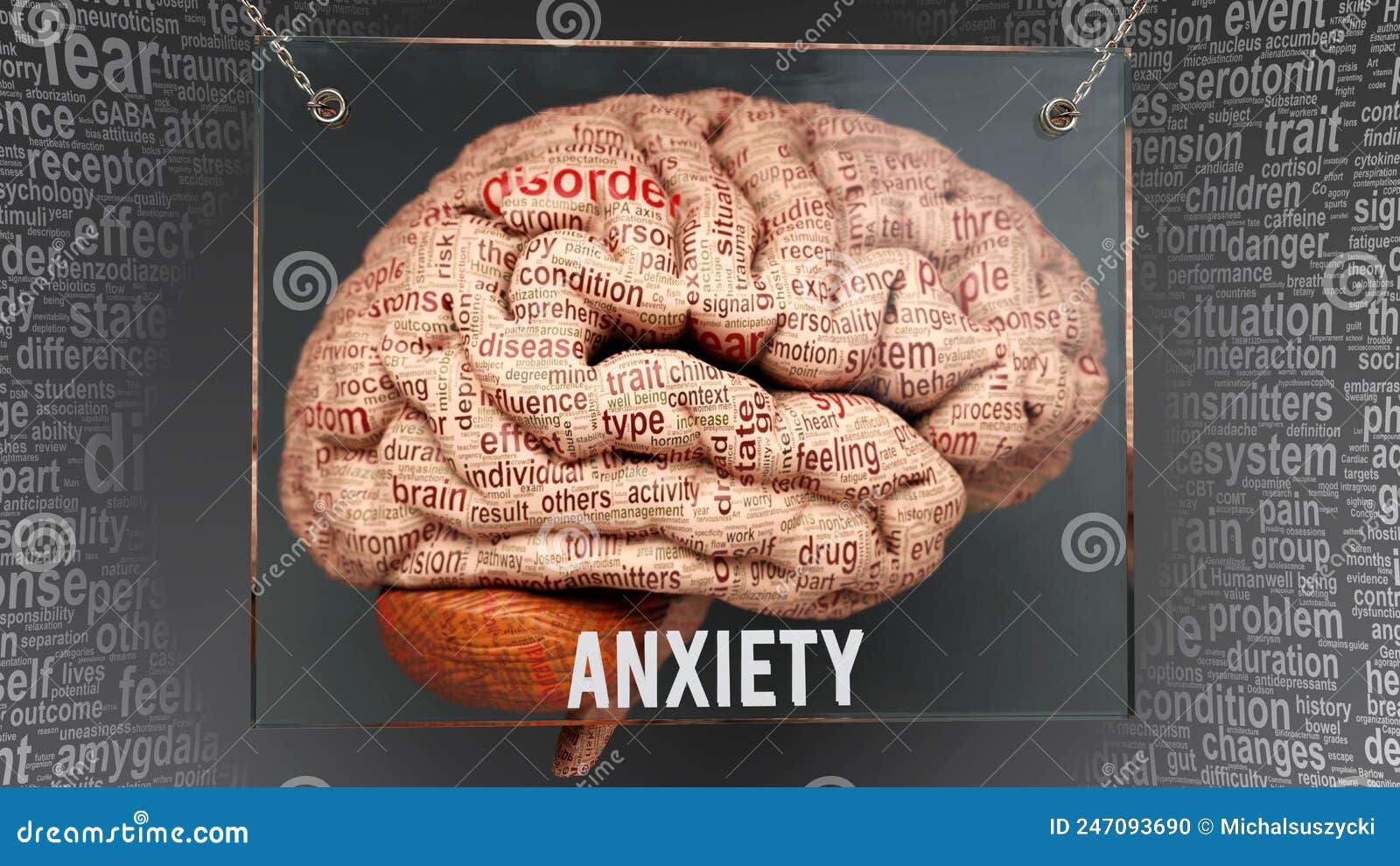 Anxiety in human brain stock illustration. Illustration of human ...