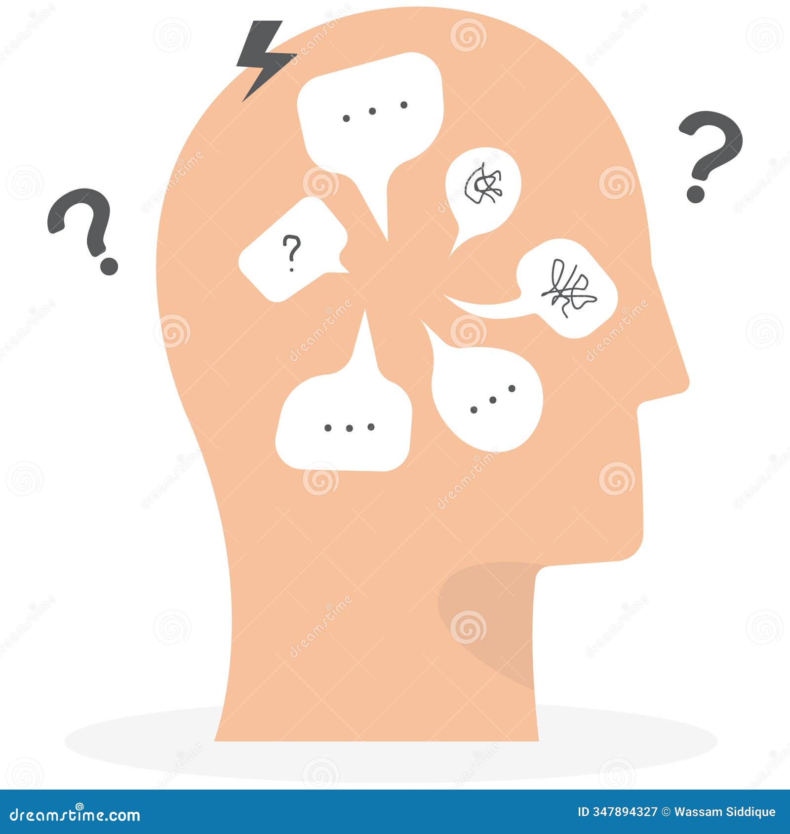 Overthinking Hand Drawn Illustration With Cute Marshmallow For ...