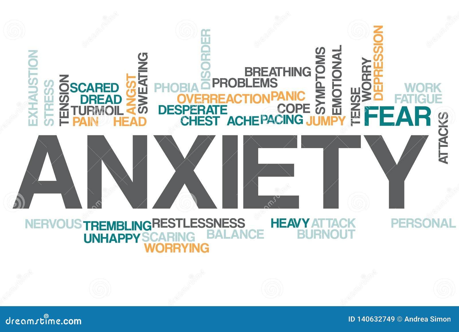 Anxiety word cloud stock illustration. Illustration of word - 140632749