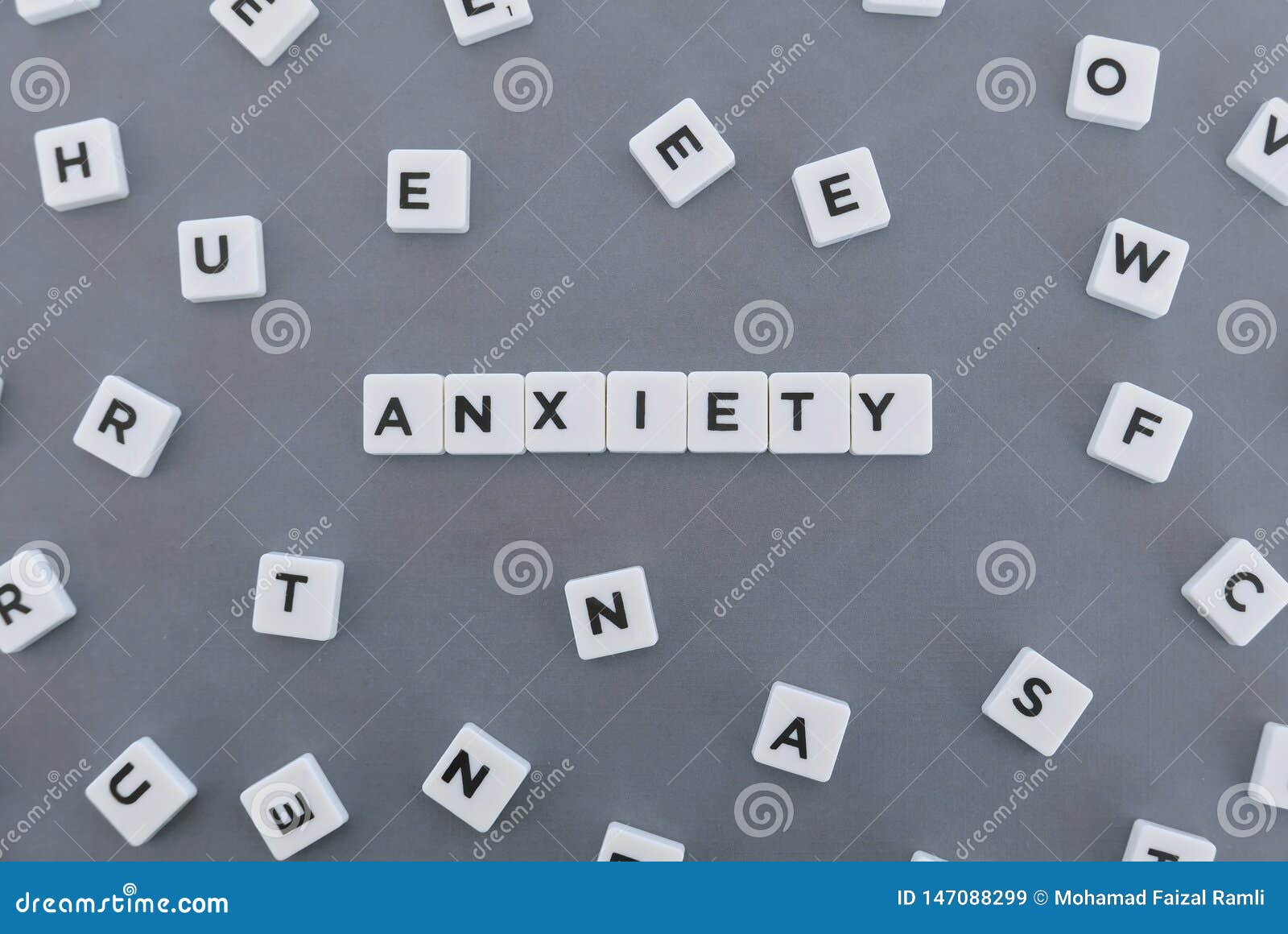 Anxiety Word Made of Square Letter Word on Grey Background Stock Image ...