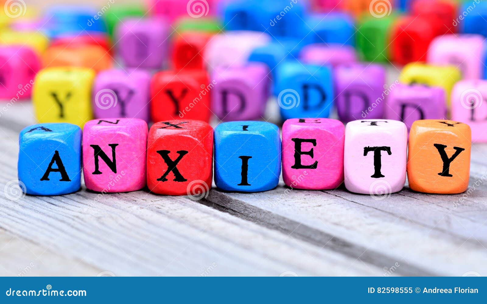 Anxiety Word Made With Wooden Blocks On Grey Background Stock ...