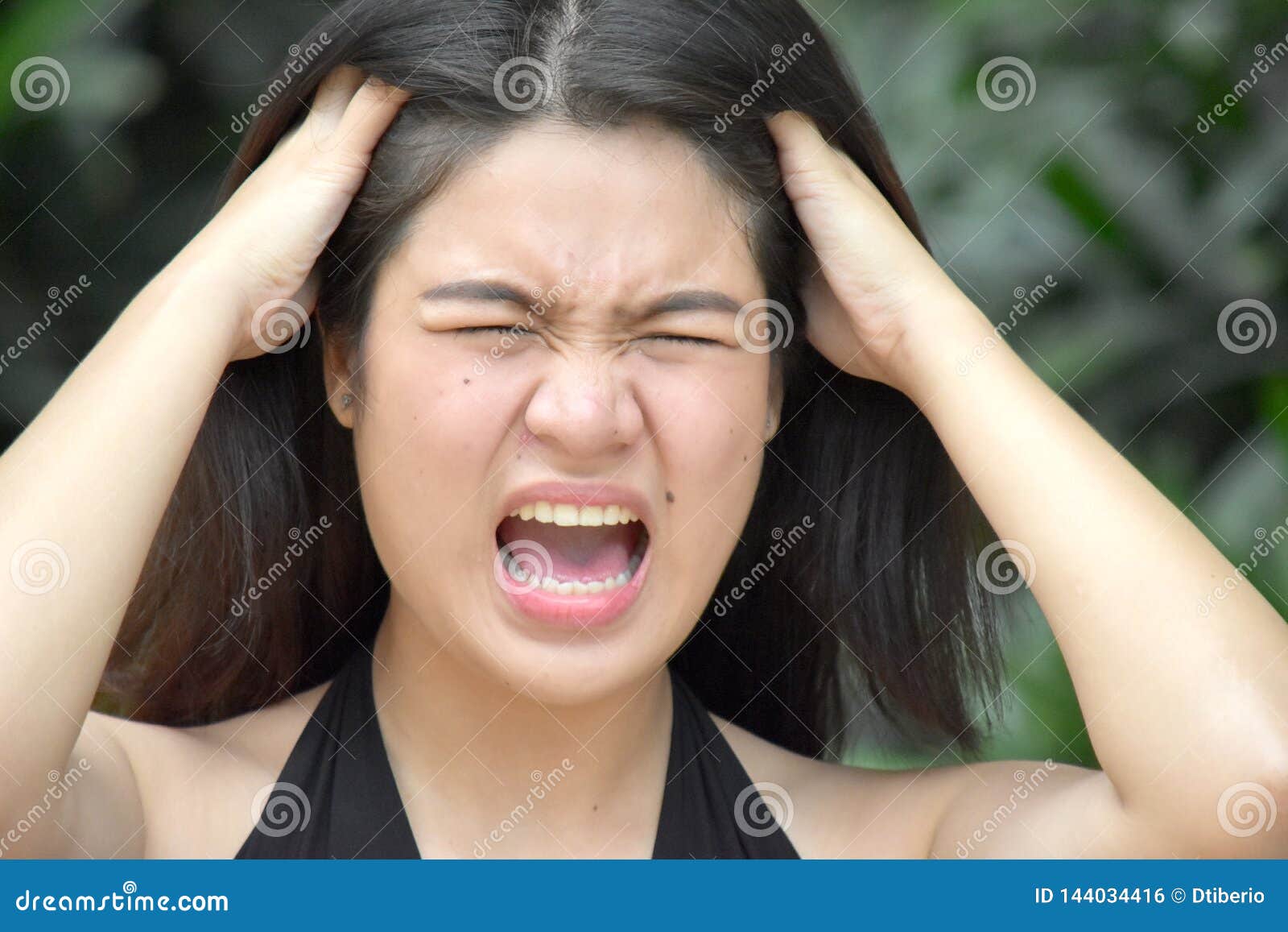Anxious Beautiful Filipina Person Stock Photo - Image of stressed ...