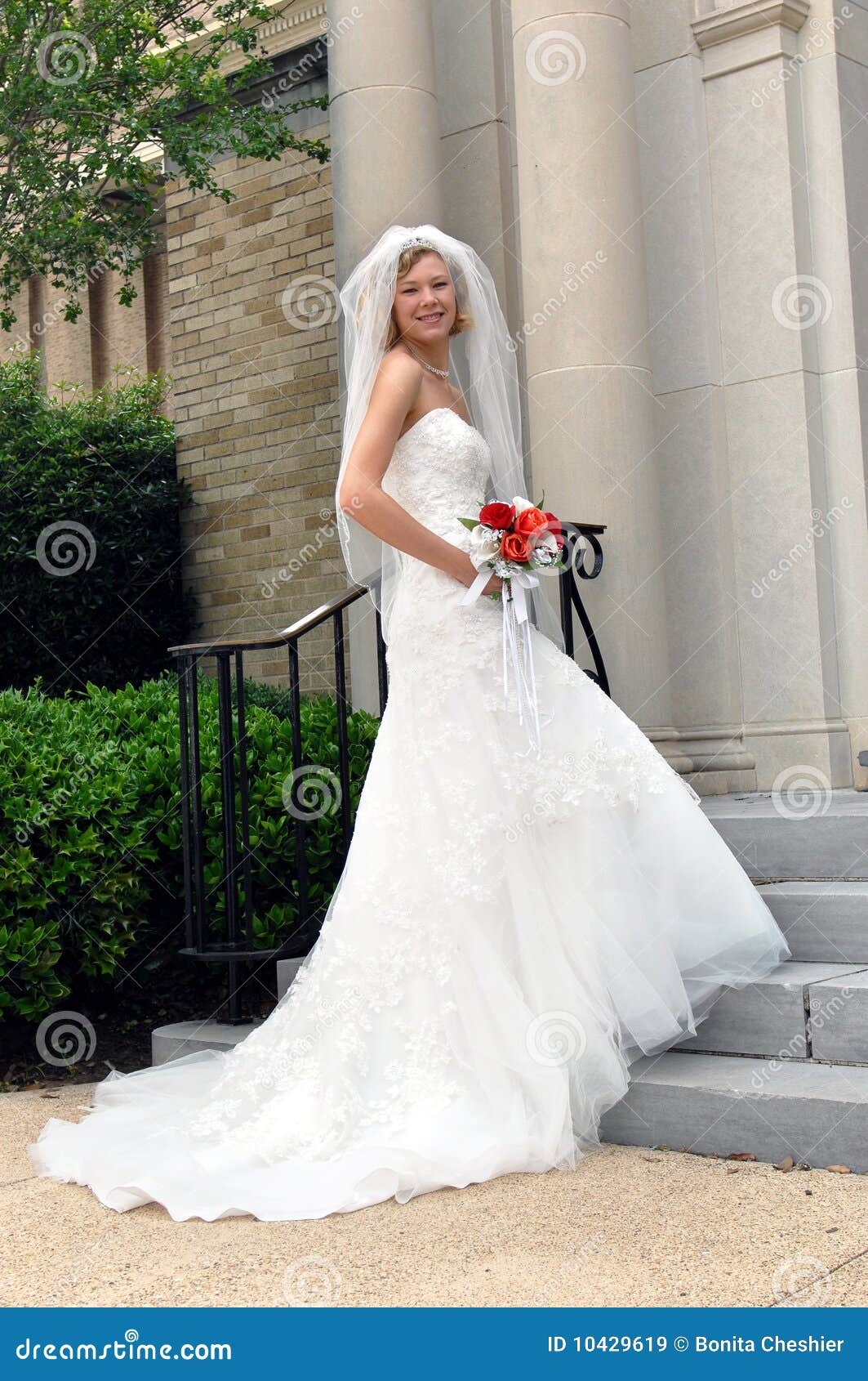 Anxious Bride stock image. Image of beaming, church, elegant - 10429619
