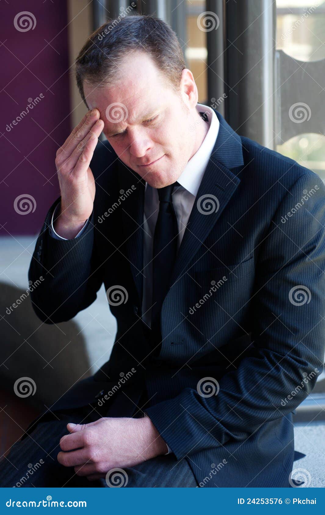 Anxious Businessman with a Headache Stock Photo - Image of irritation ...