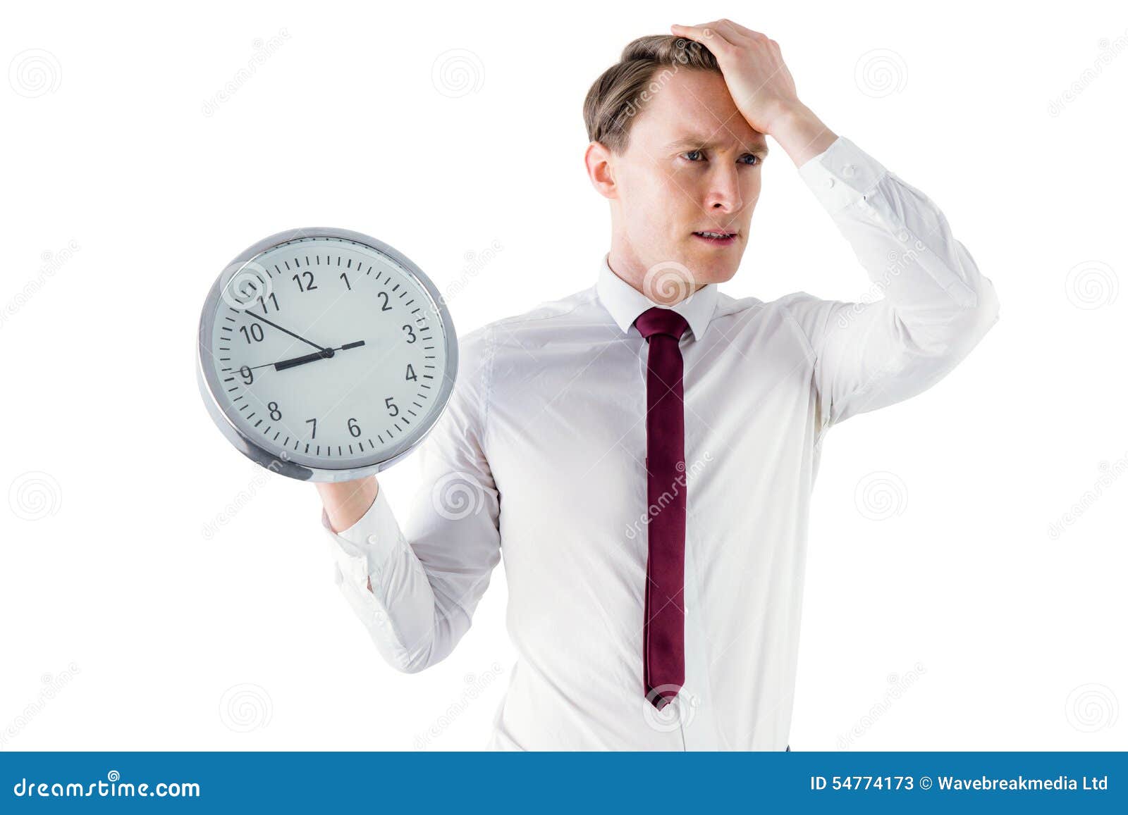 Anxious Businessman Holding a Clock Stock Image - Image of anxiety ...