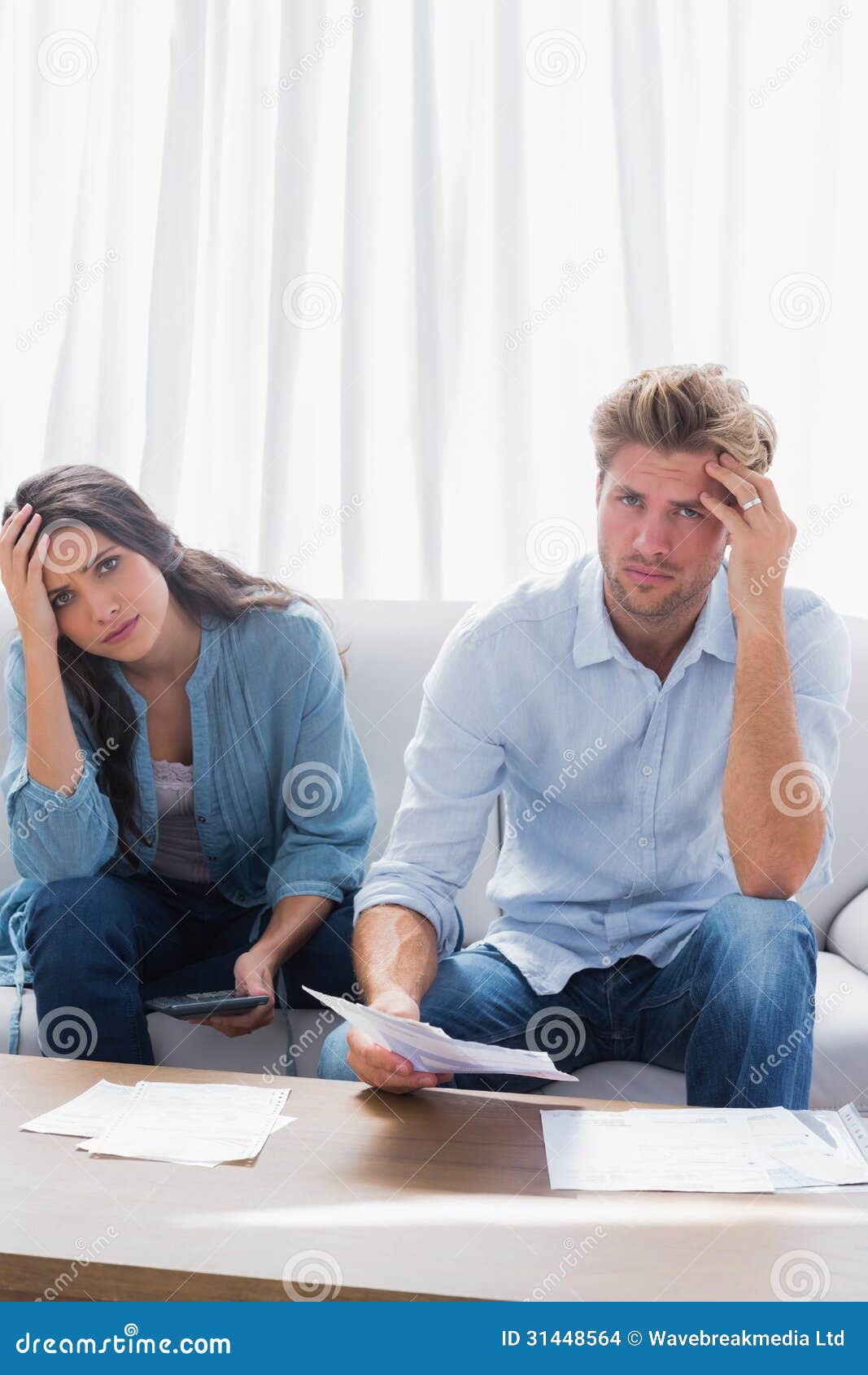 Anxious Couple Doing Their Accounts Stock Photo - Image of caucasian ...