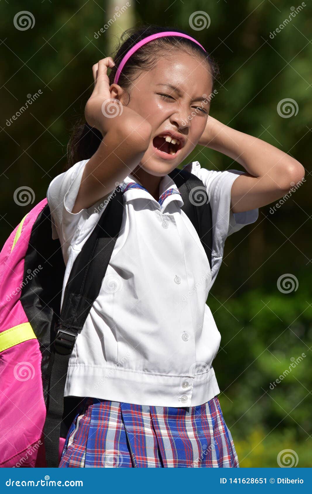 Anxious Girl Student with Books Stock Image - Image of nervousness ...