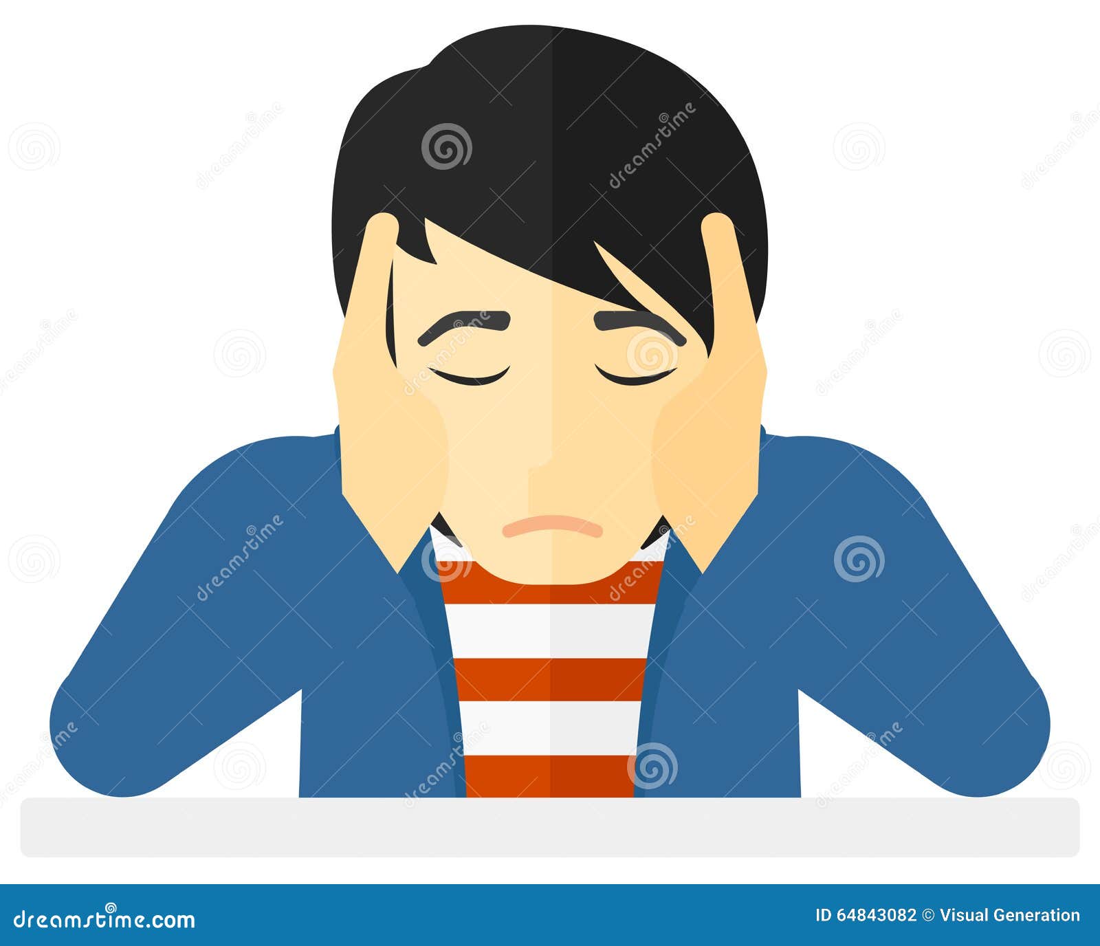 Anxious Man Clutching His Head Stock Vector - Illustration of adult ...