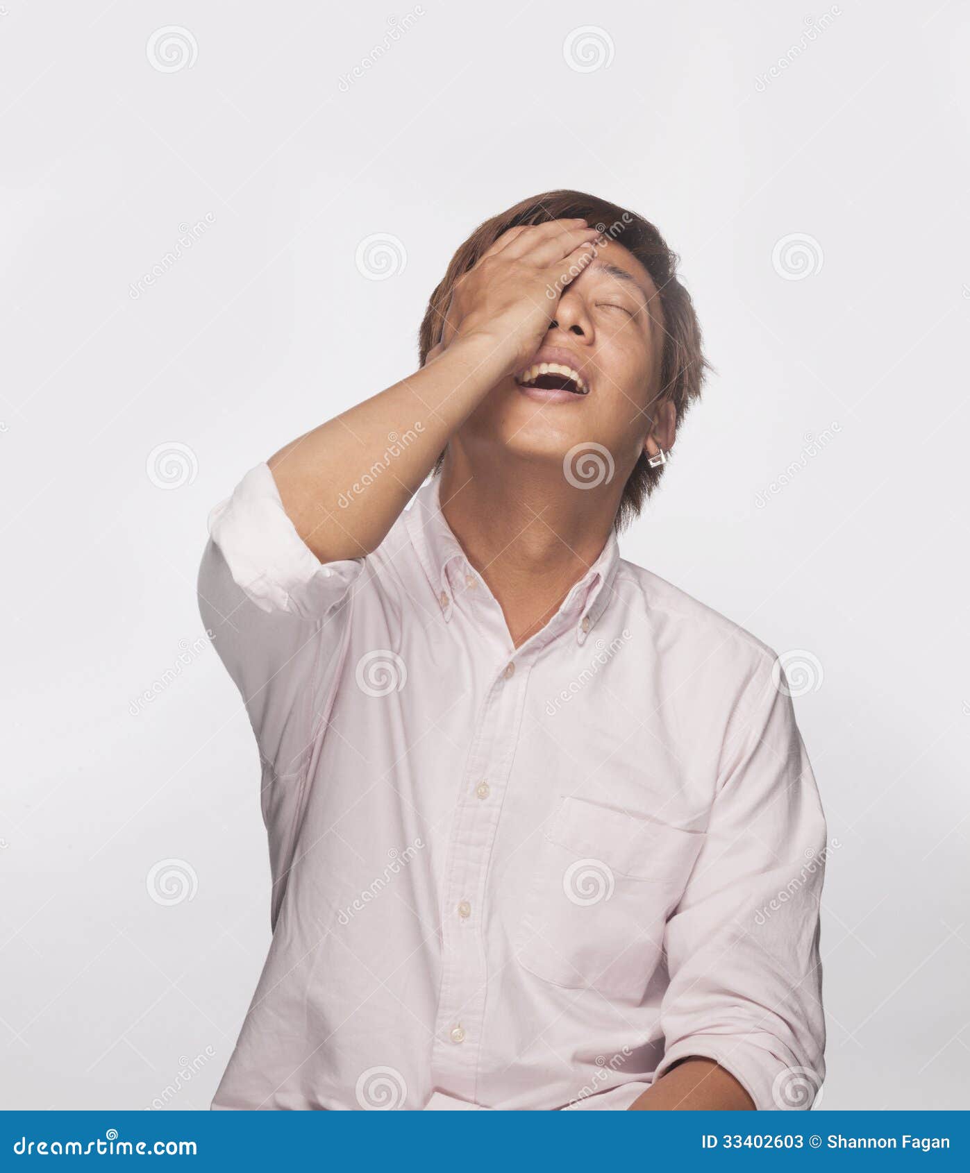 Anxious Man With Hand Over Face, Studio Shot Stock Photos - Image: 33402603