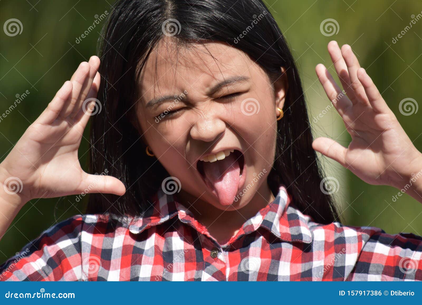 An Anxious Petite Asian Tween Stock Photo - Image of stress, irritated ...