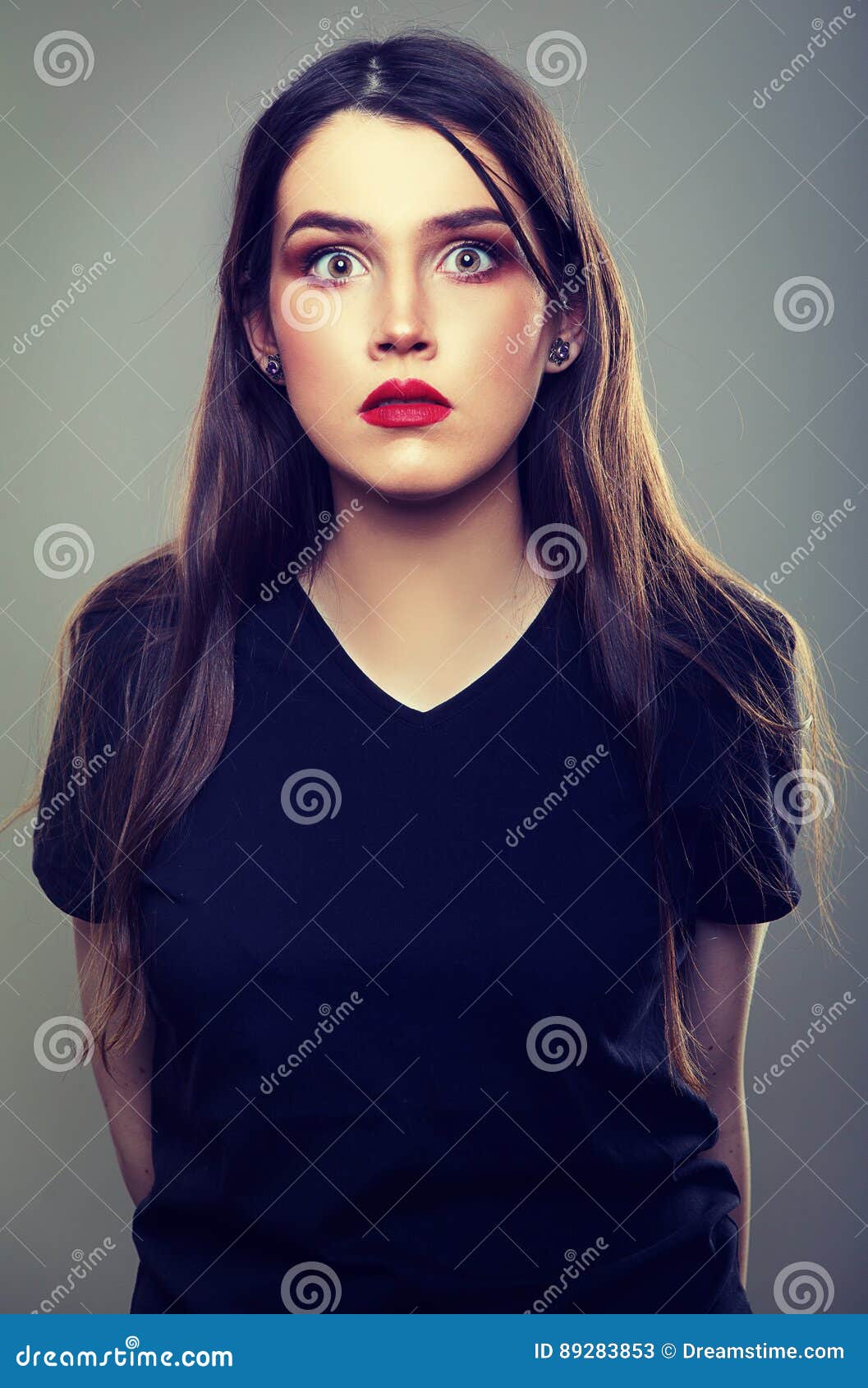Anxious Scared Young Woman stock image. Image of surprise - 89283853