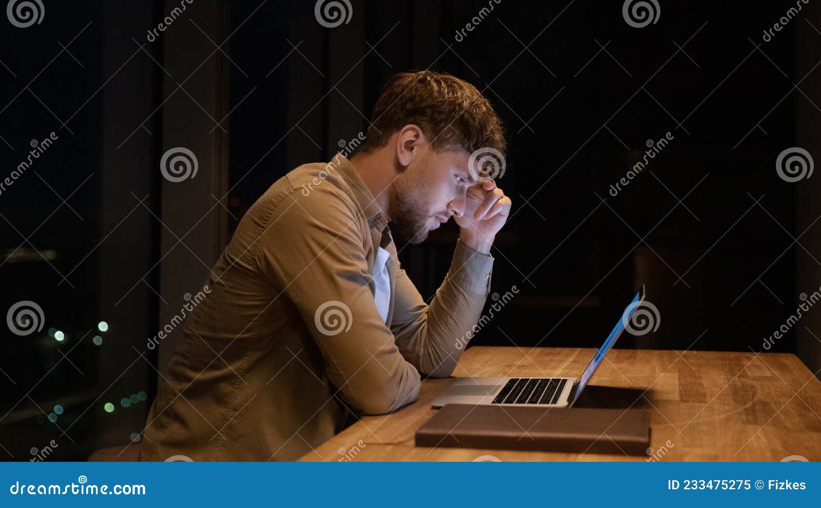 Anxious Stressed Young Businessman Working on Computer. Stock Image ...