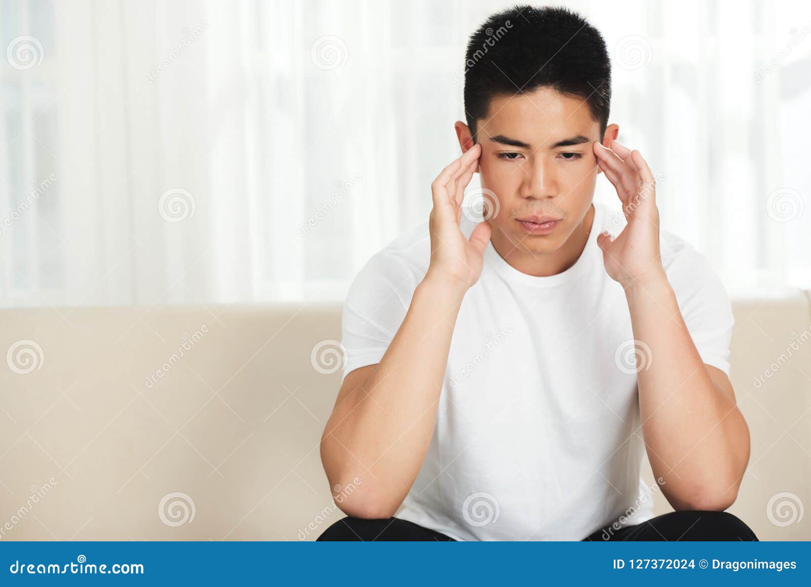 Having problem stock photo. Image of sofa, resting, handsome - 127372024