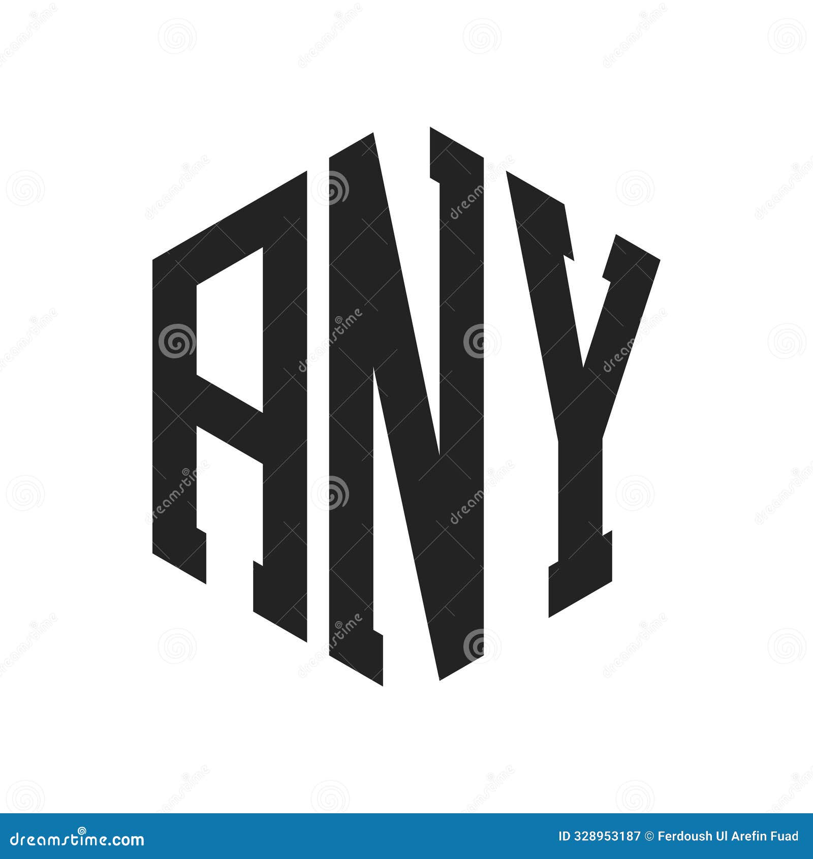 ANY Logo Design. Initial Letter ANY Monogram Logo Using Hexagon Shape ...