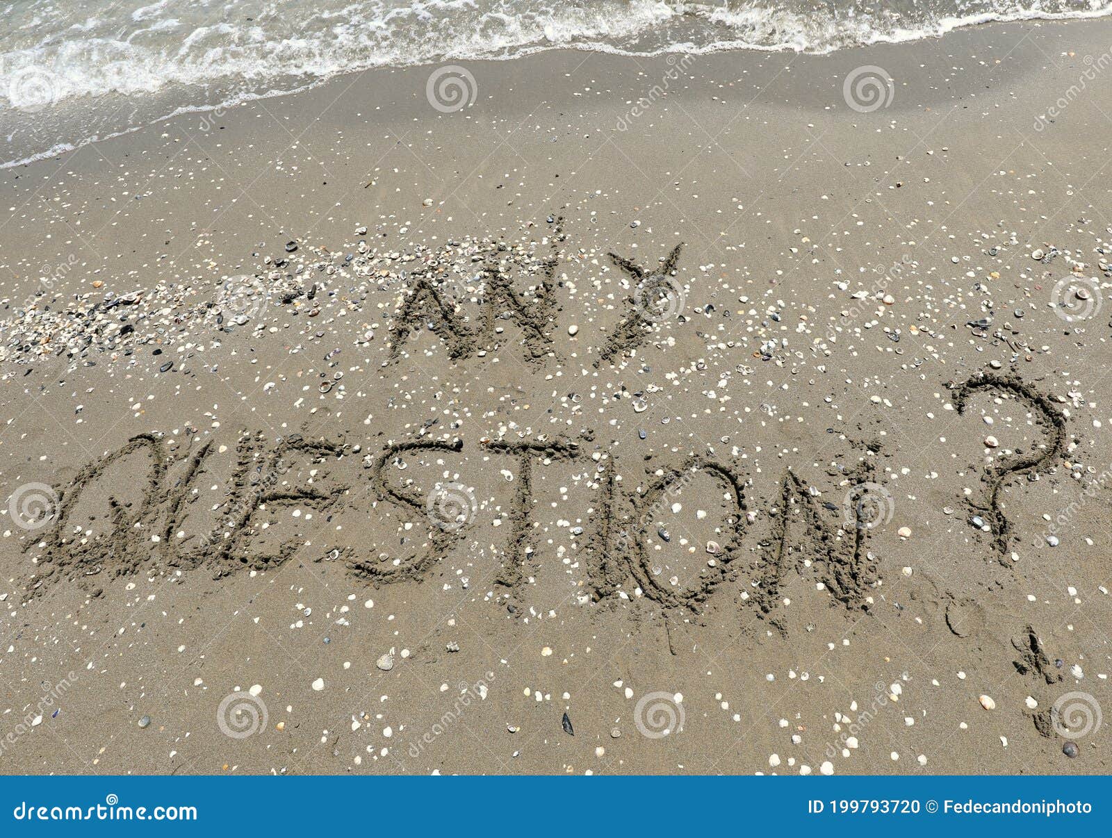 ANY QUESTION on the beach stock photo. Image of beach - 199793720
