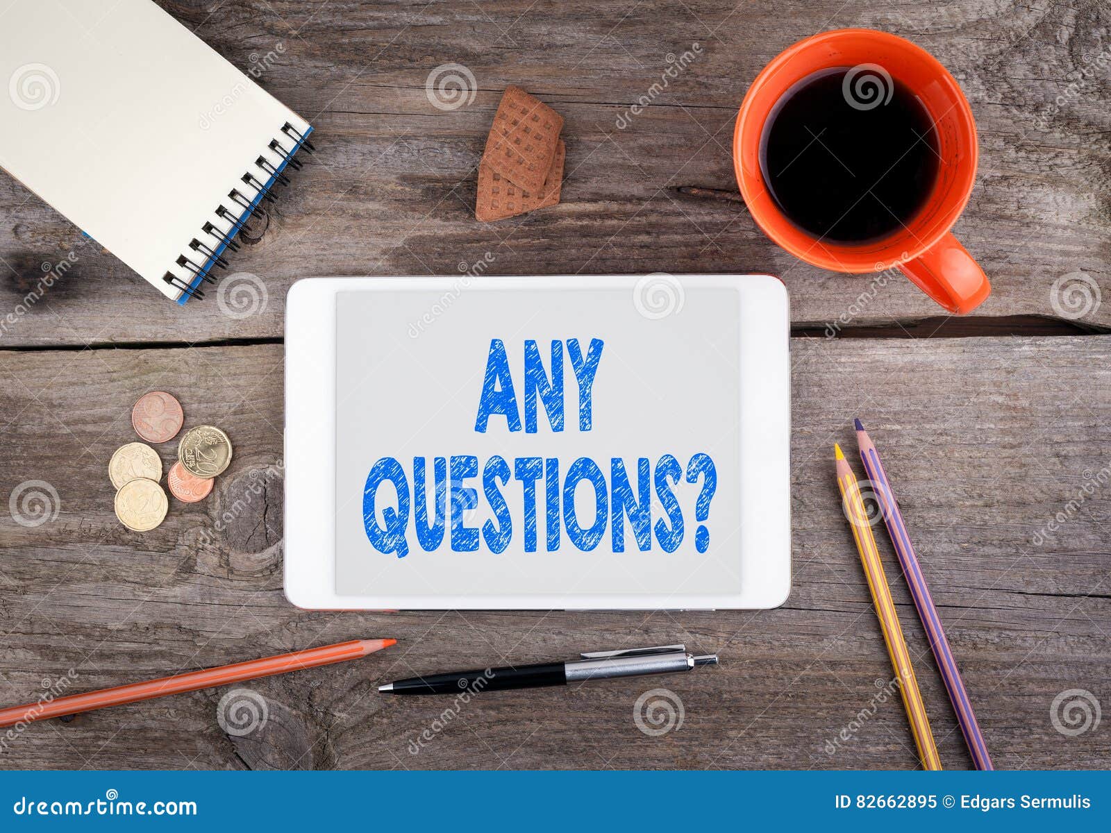 Any Questions. Old Wooden Office Desk Stock Image - Image of expert ...