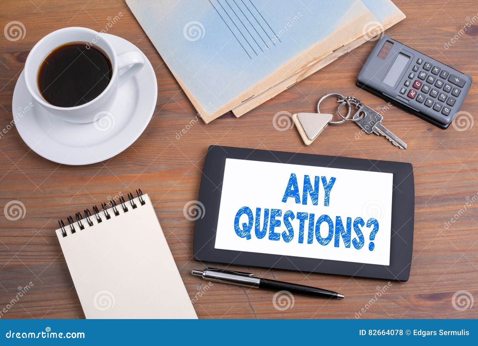 Any Questions. Old Wooden Office Desk Stock Photo - Image of ...