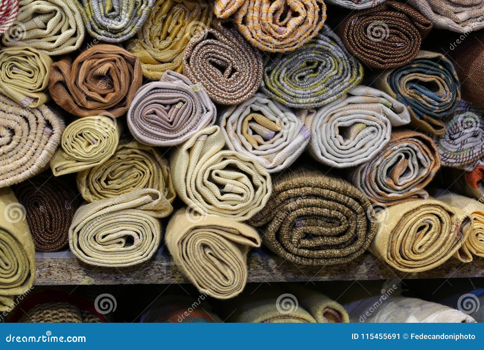 Any Rolls of Precious Fabric on the Shelf of Haberdashery Stock Image ...