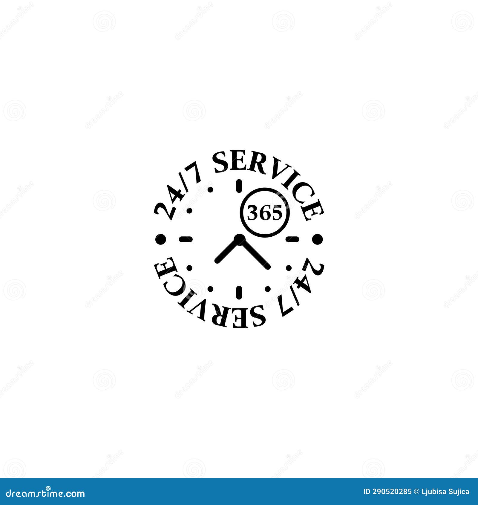 Any Time Working Service or Support Icon. 24 7 365 Clock Service Icon ...