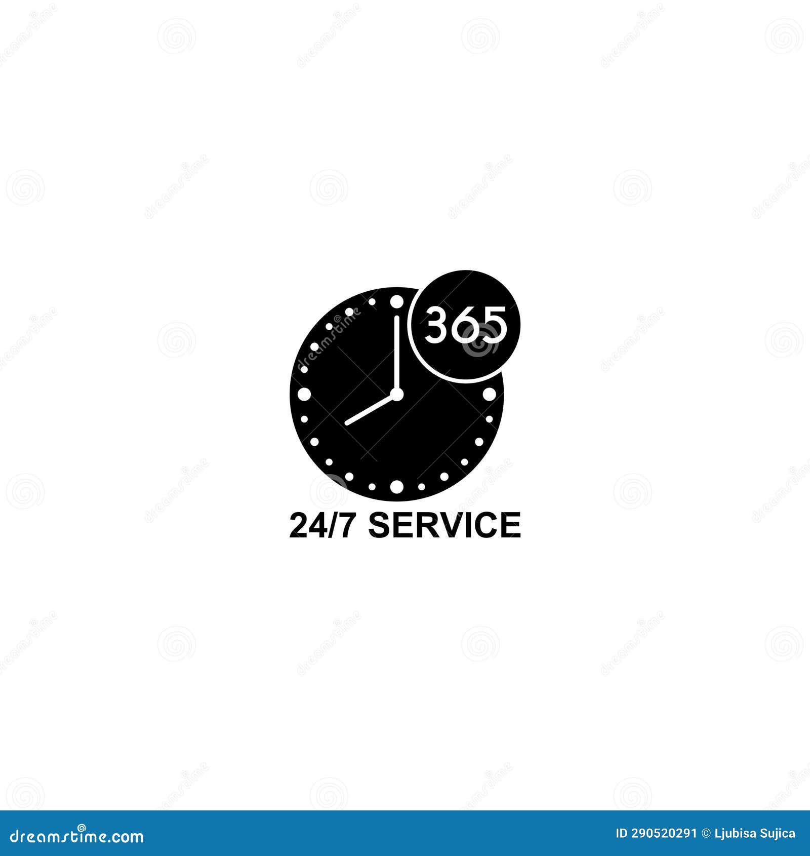 Any Time Working Service or Support Icon. 24 7 365 Clock Service Icon ...