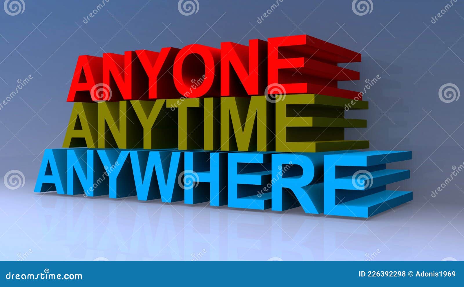 Anyone Anytime Anywhere on Blue Stock Illustration - Illustration of ...